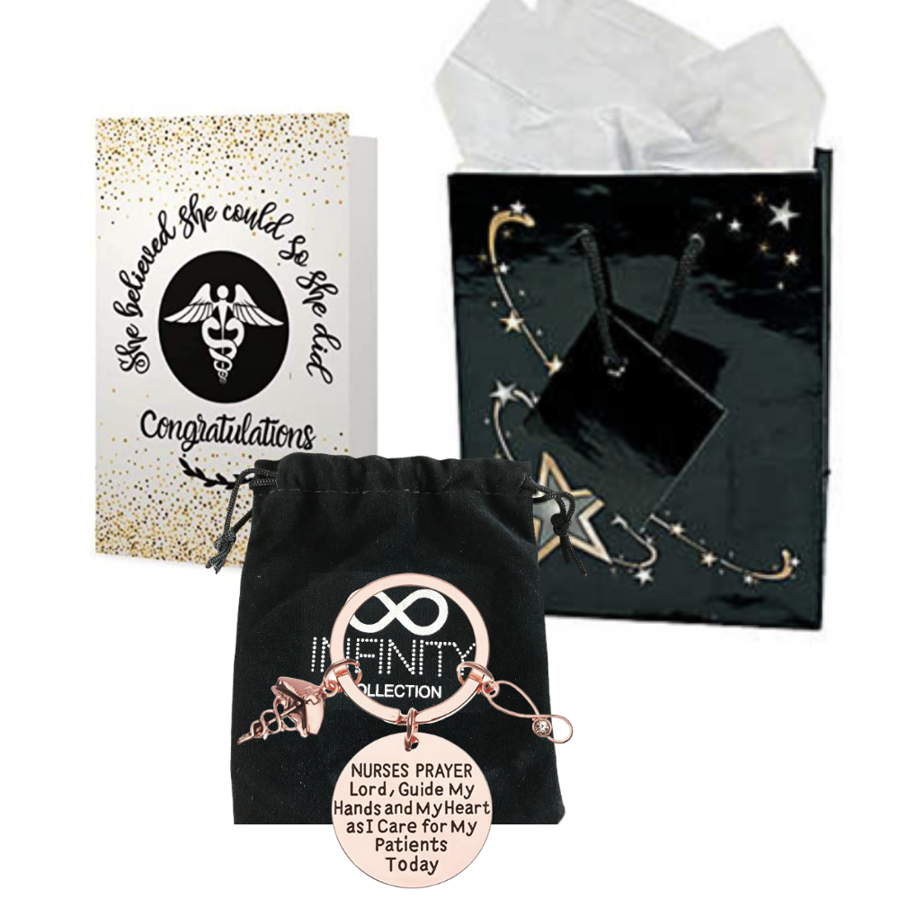 Nurse Prayer Keychain & Card Gift Bag Set Infinity Collection