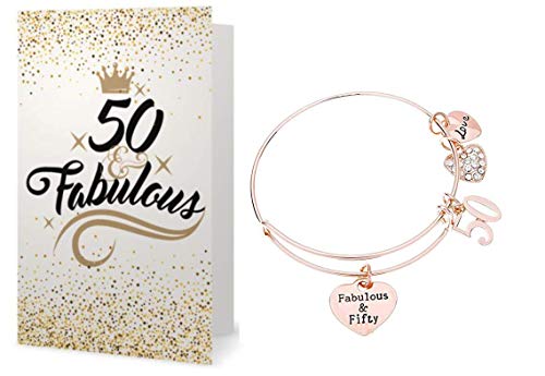 50th Birthday Bracelet and Card Gift Set for Women Infinity Collection