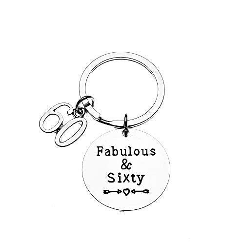 Fabulous and Sixty Keychain. 60th Birthday Gifts for Men & Women ...