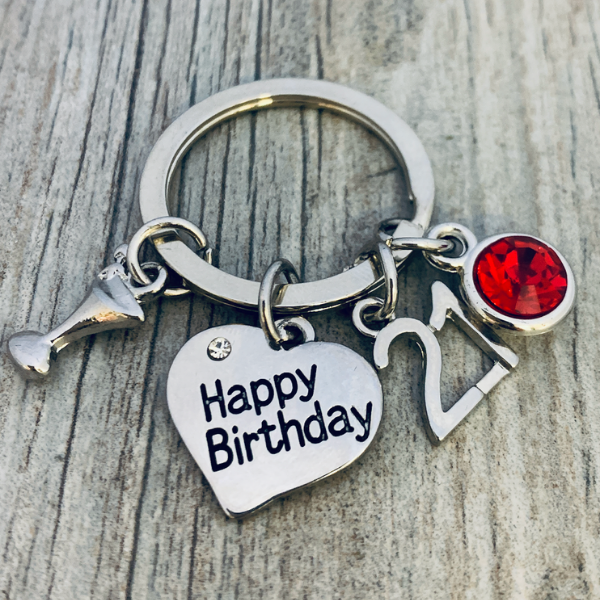 Personalized 21st Birthday Keychain, Twenty First Birthday Jewelry ...
