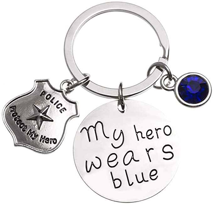 Police Keychain, My Hero Wears Blue Police Keychain Infinity Collection