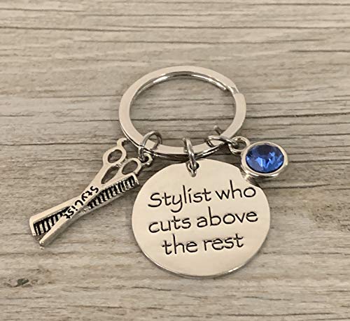 Personalized Hairdresser Charm Keychain with Birthstone Charm, Custom ...