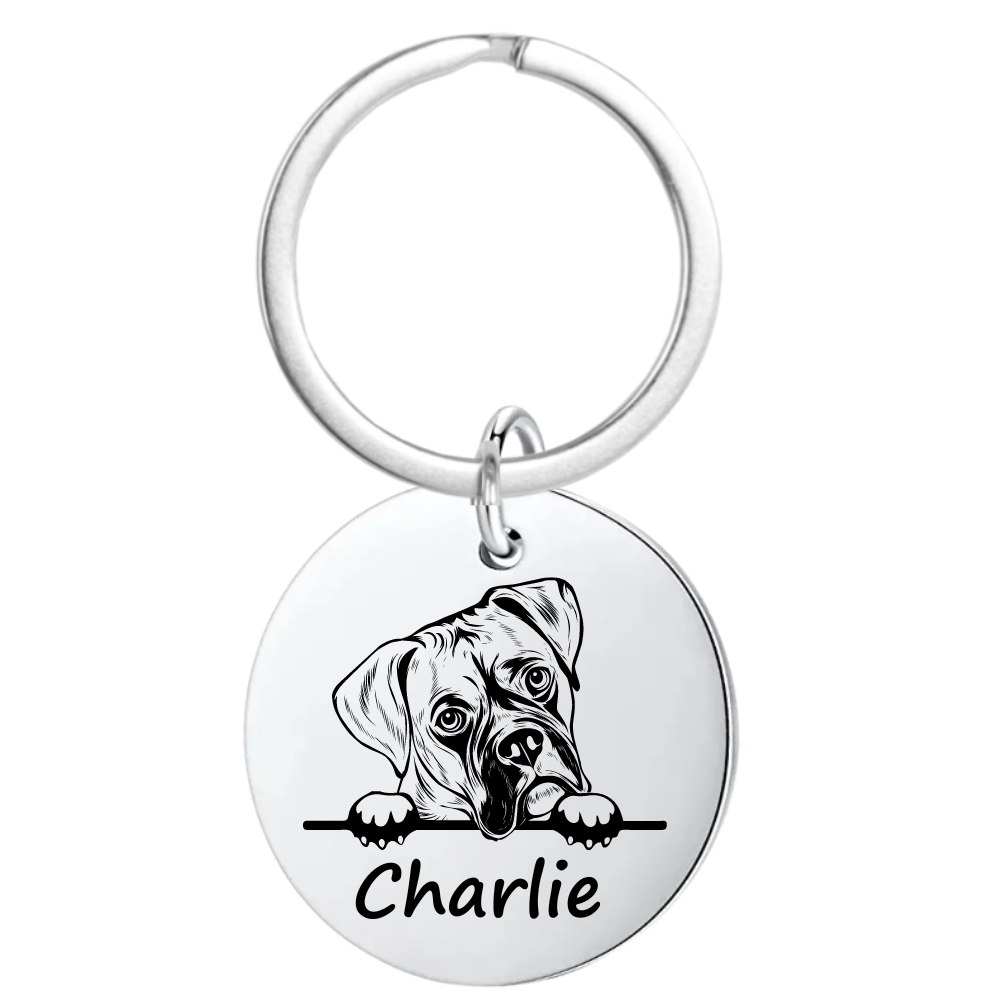 Boxer Dog Personalized Keychain Infinity Collection