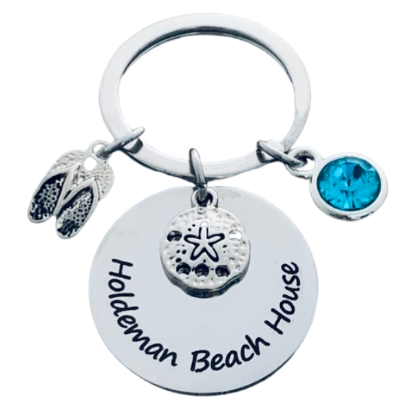 Personalized Beach Keychain with Engraved Beach Name Charm, Beach Girl ...
