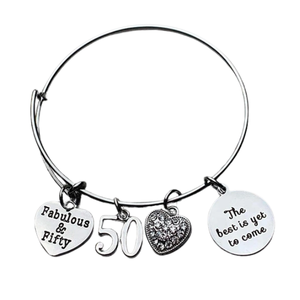 Fabulous and 50 Birthday Bangle ,The Best is Yet To Come 50th Birthday ...