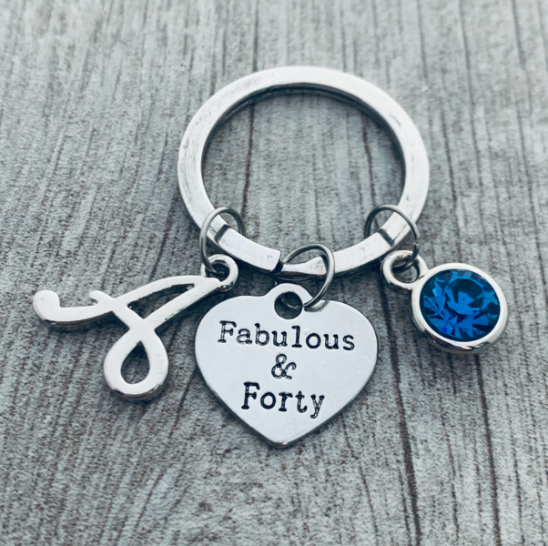 Personalized 40th Birthday Keychain, Fabulous & Forty Key Ring Infinity ...