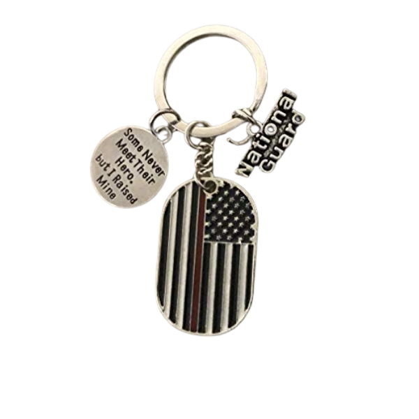 US National Guard Mom - Dad Charm Keychain, Raised Hero Jewelry, United ...